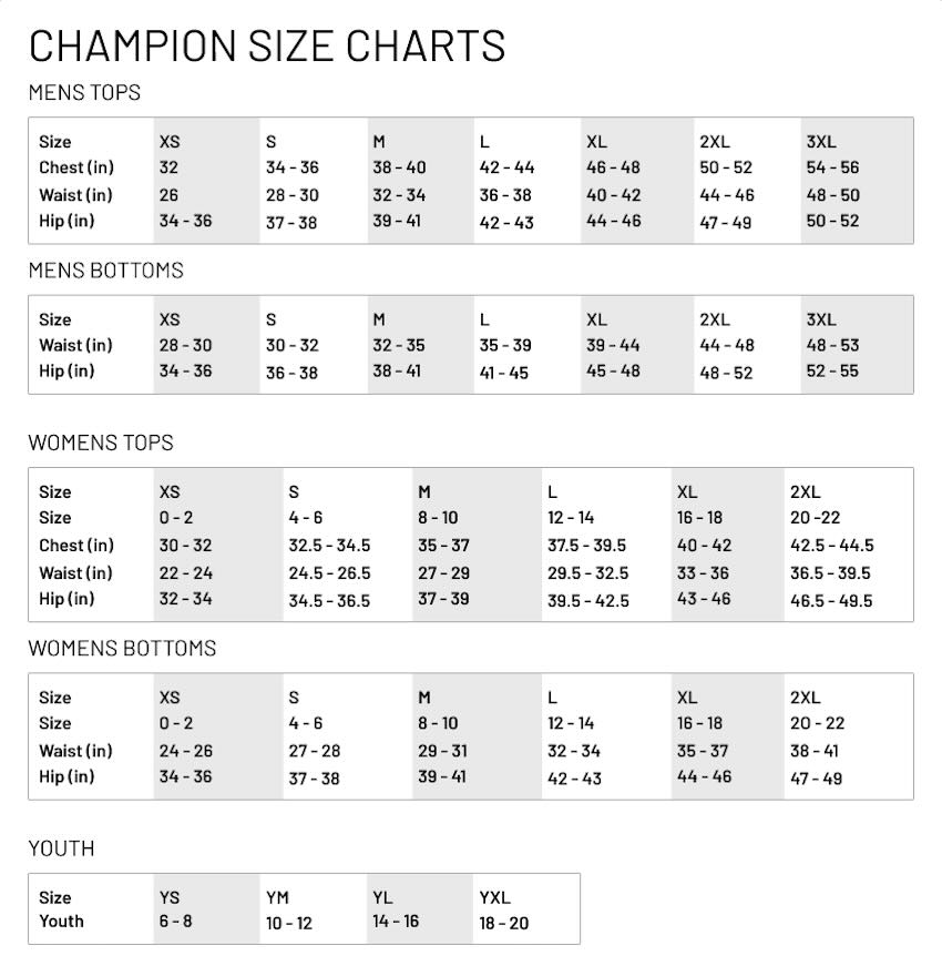 The Mascot Shop Size Guides | Jostens